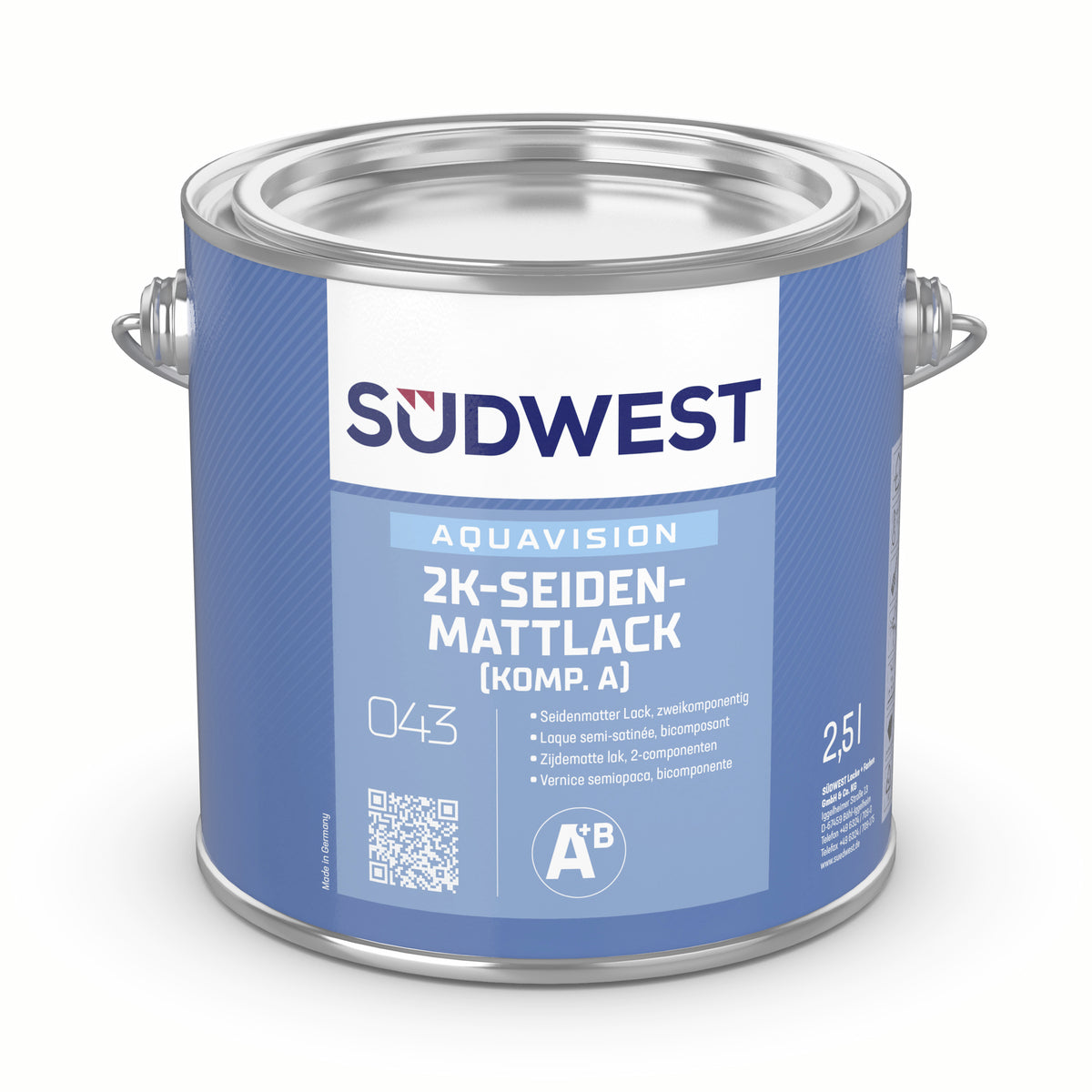 Südwest AquaVision 2K-Seidenmattlack (Komp. A) 0,75 Liter 9110 Weiß ...