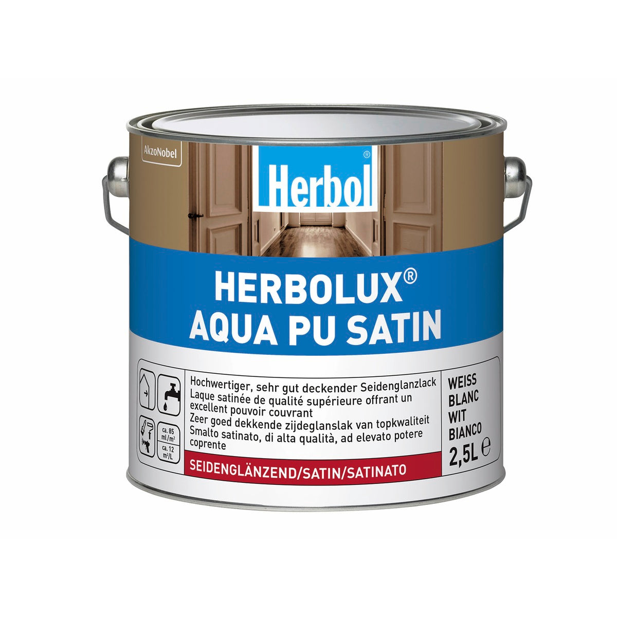 Herbol Herbolux Aqua PU Satin 2,5 Liter weiß – Dabo24