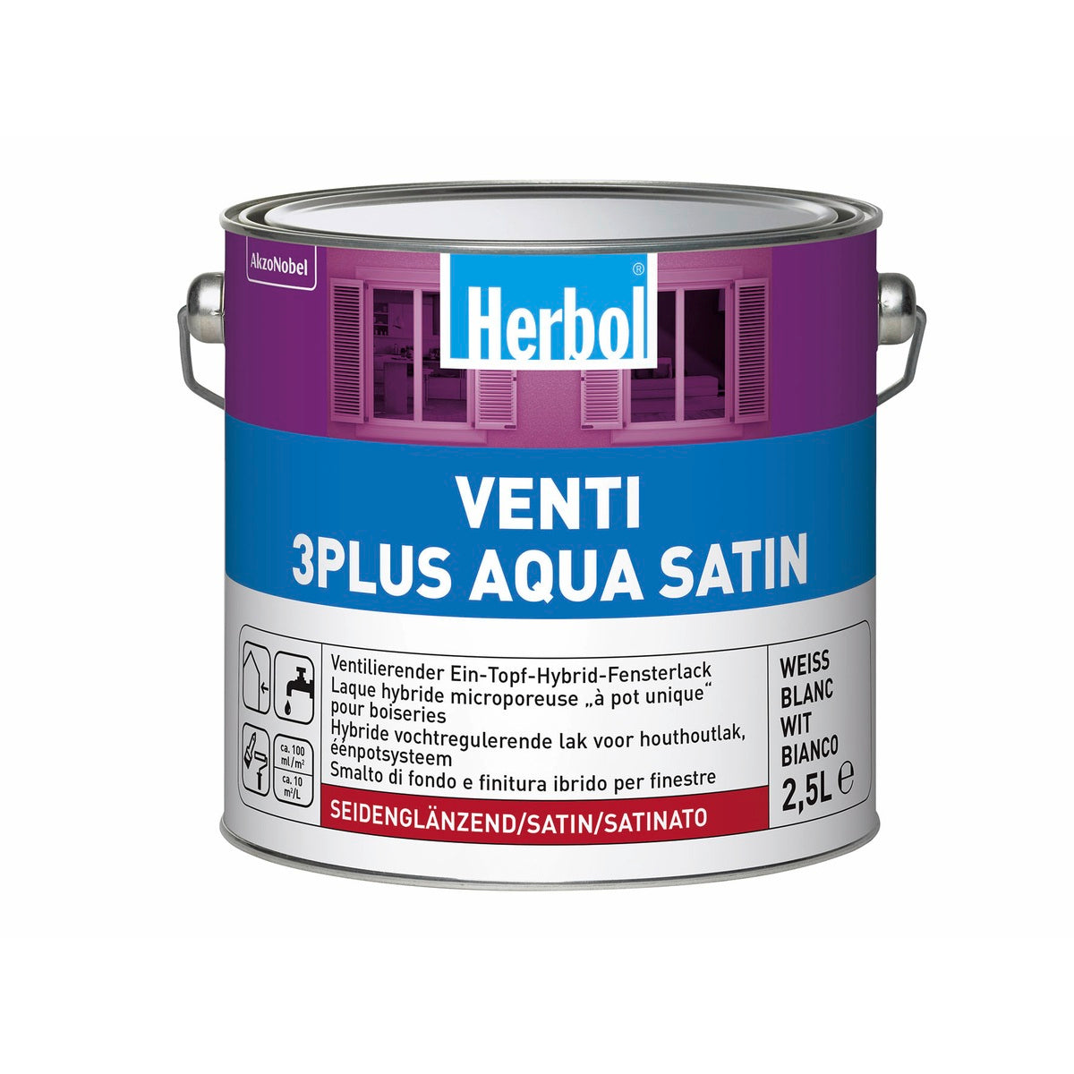 Herbol Venti 3Plus Aqua Satin 2.5 Liter white – Dabo24