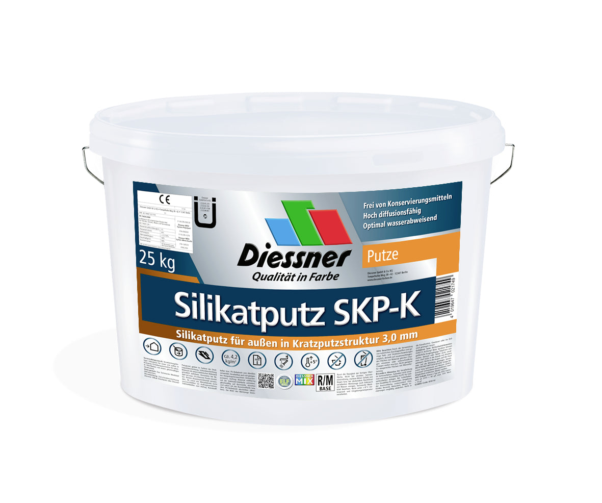 Diessner silicate plaster SKP-K 1.5 mm grain size 25 kg white – Dabo24